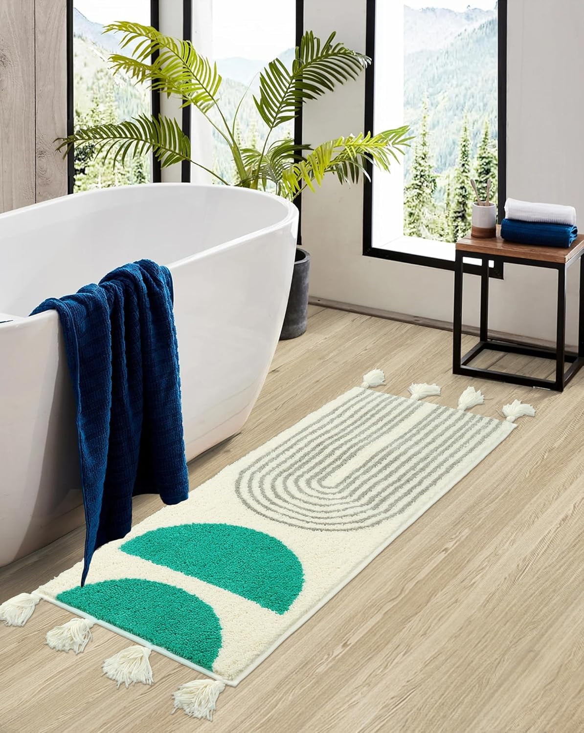 Boho Bathroom Runner Rug 18"x47" Bath Mat for Tub Non Slip Soft and ...