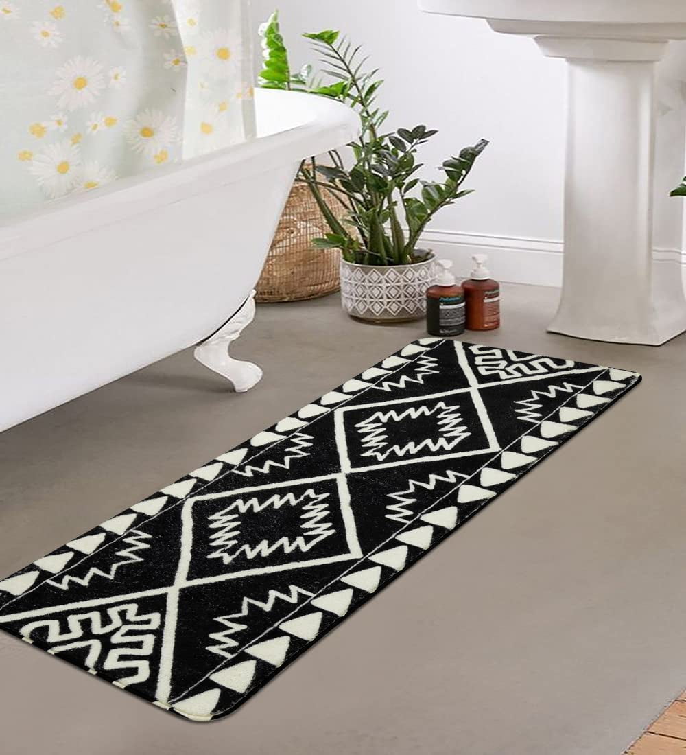 Boho Bathroom Runner Rug Farmhouse Cute Long Bath Mat Non Slip Soft ...