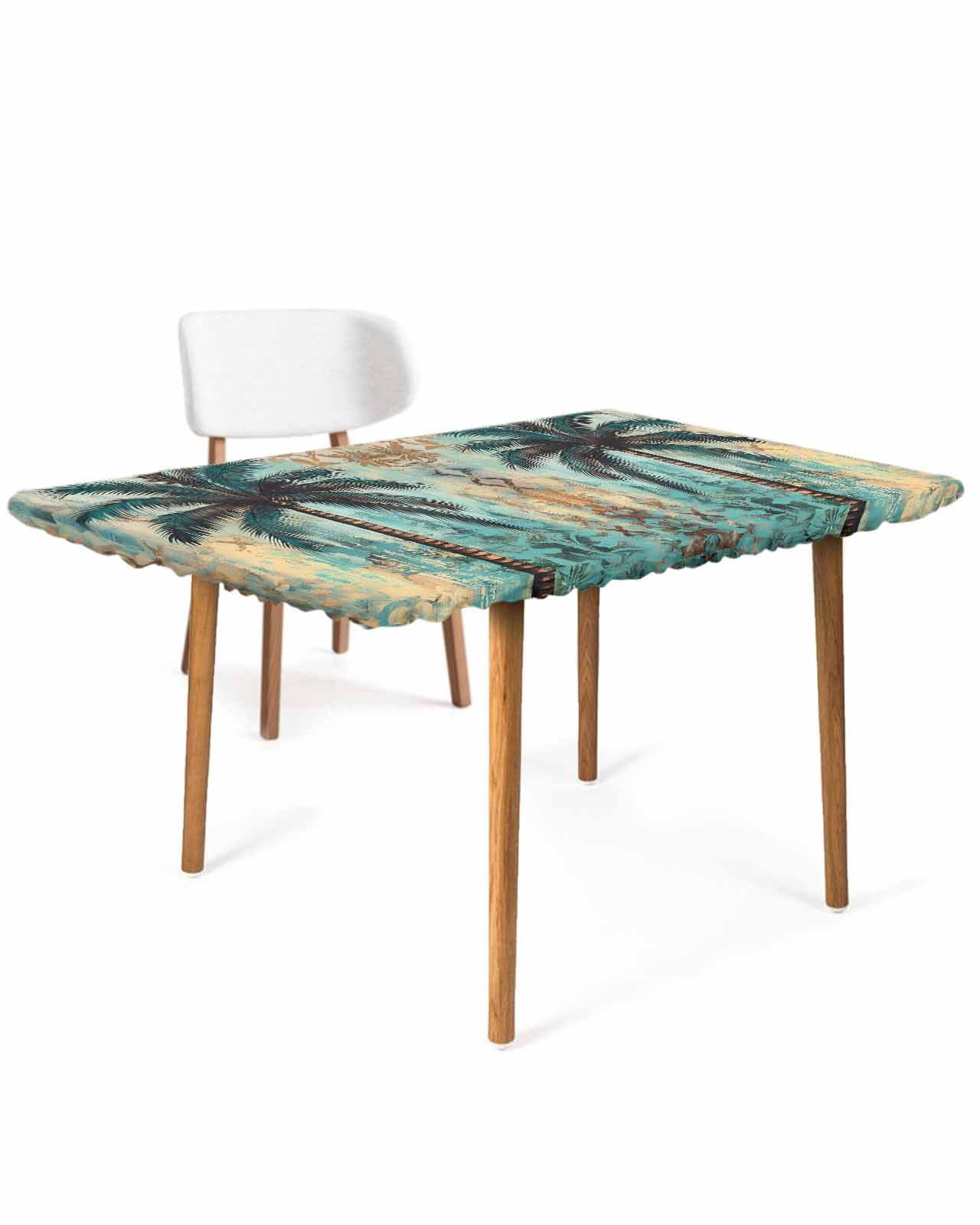 Boho Beach Tree Rectangle Tablecloth, Waterproof Elastic Fitted Table ...