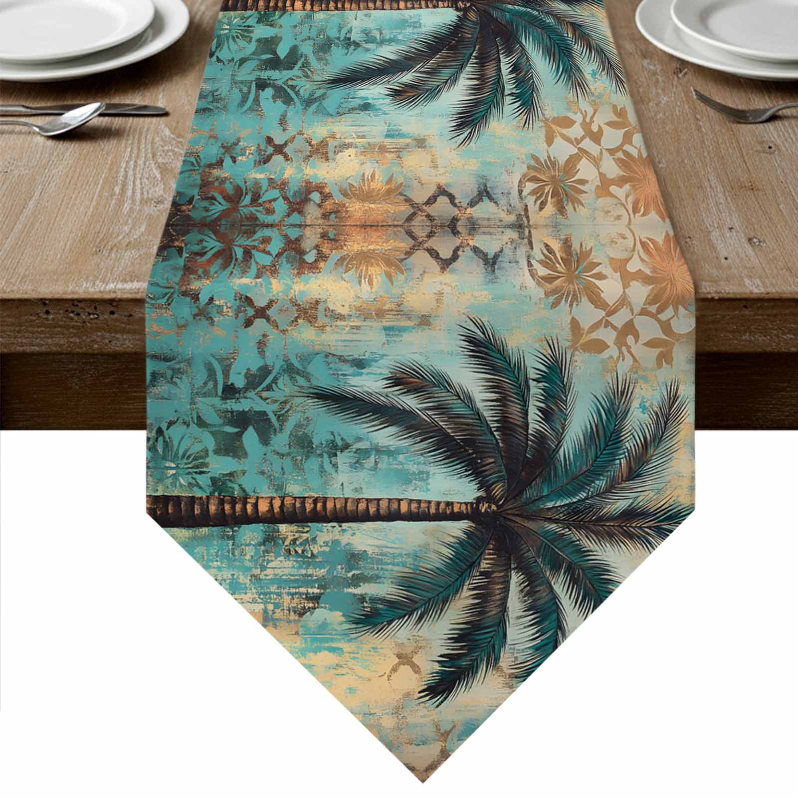 Boho Beach Tree Table Runner Linen Burlap Table Runner 60 Inches Long ...