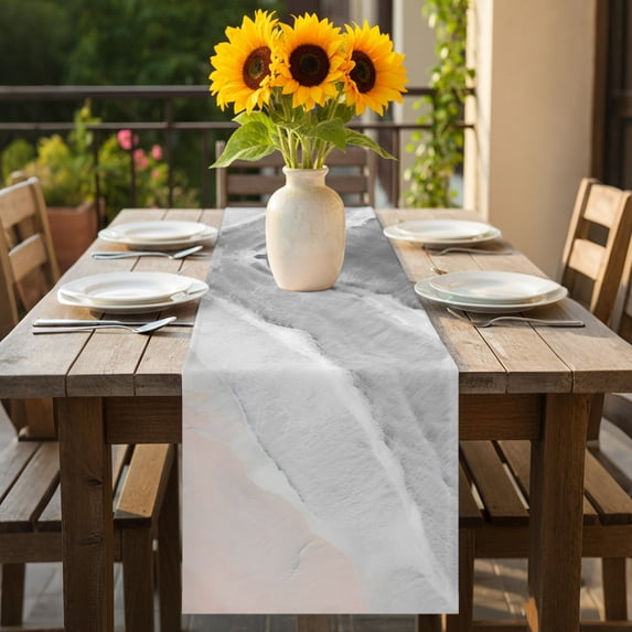 Boho Beach Waves Gray Gradient Table Runner 90 Inch Long Summer Seaside ...