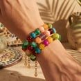 Boho Beaded Bracelets, Colorful Acrylic Beads Bracelets, Adjustable ...