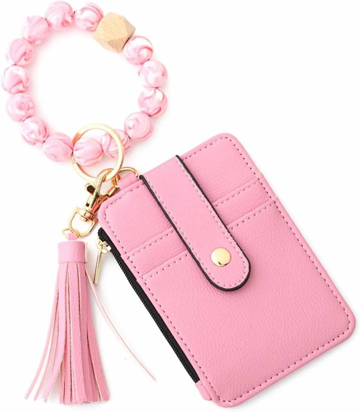 Boho Beaded Wallet Keychain Women with Silicone Beads, Multi-Functional ...