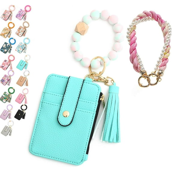 Boho Beaded Wallet Keychain for Women, Wristlet Purse with Card Slots ...