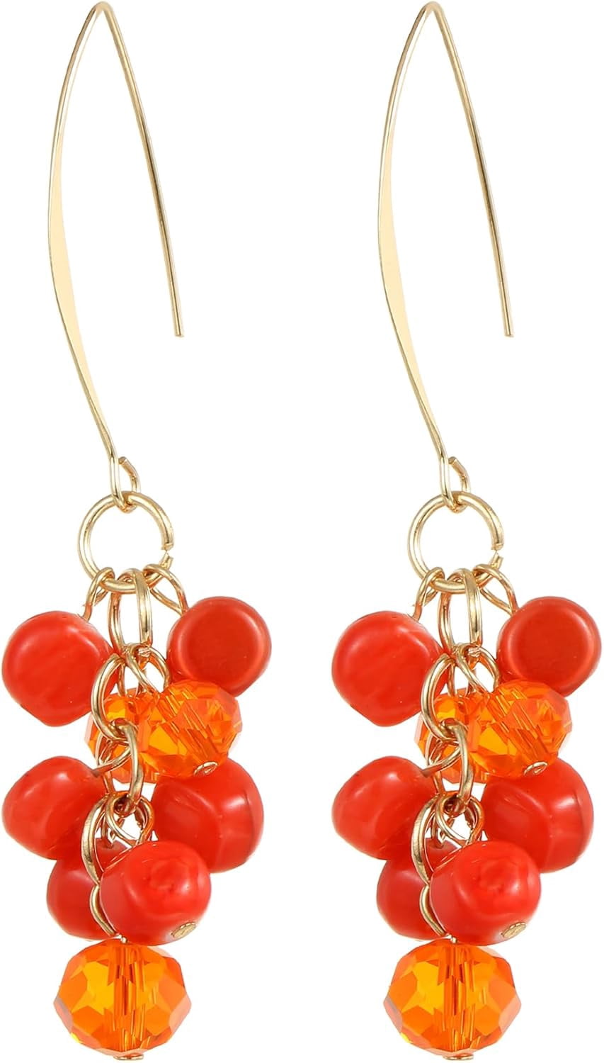 Boho Beads Drop Earrings Colorful Crystal Stone Long Hook Earrings for ...