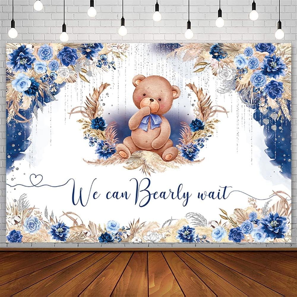 Boho Bear Baby Shower Backdrop for Boy We Can Bearly Wait Oh Baby ...