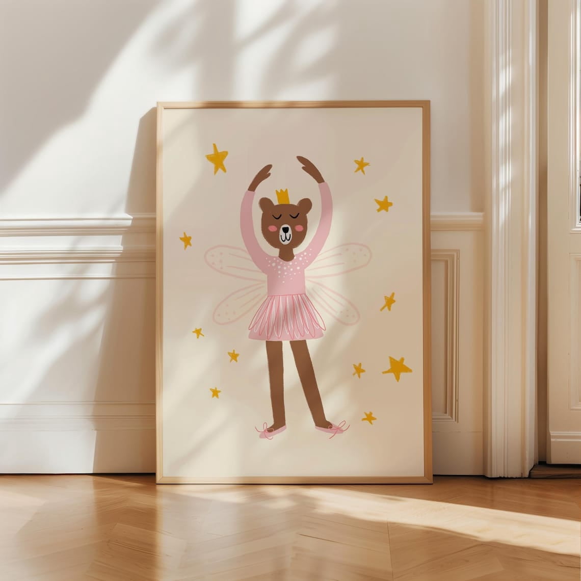 Boho Bear Ballerina Nursery Whimsical Room Decor, Unframed Poster ...