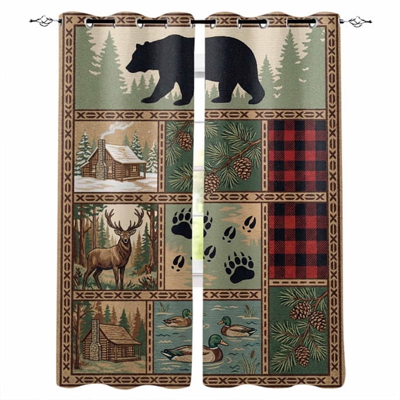 Boho Bear Deer Blackout Curtains for Bedroom/Living Room, Thermal ...