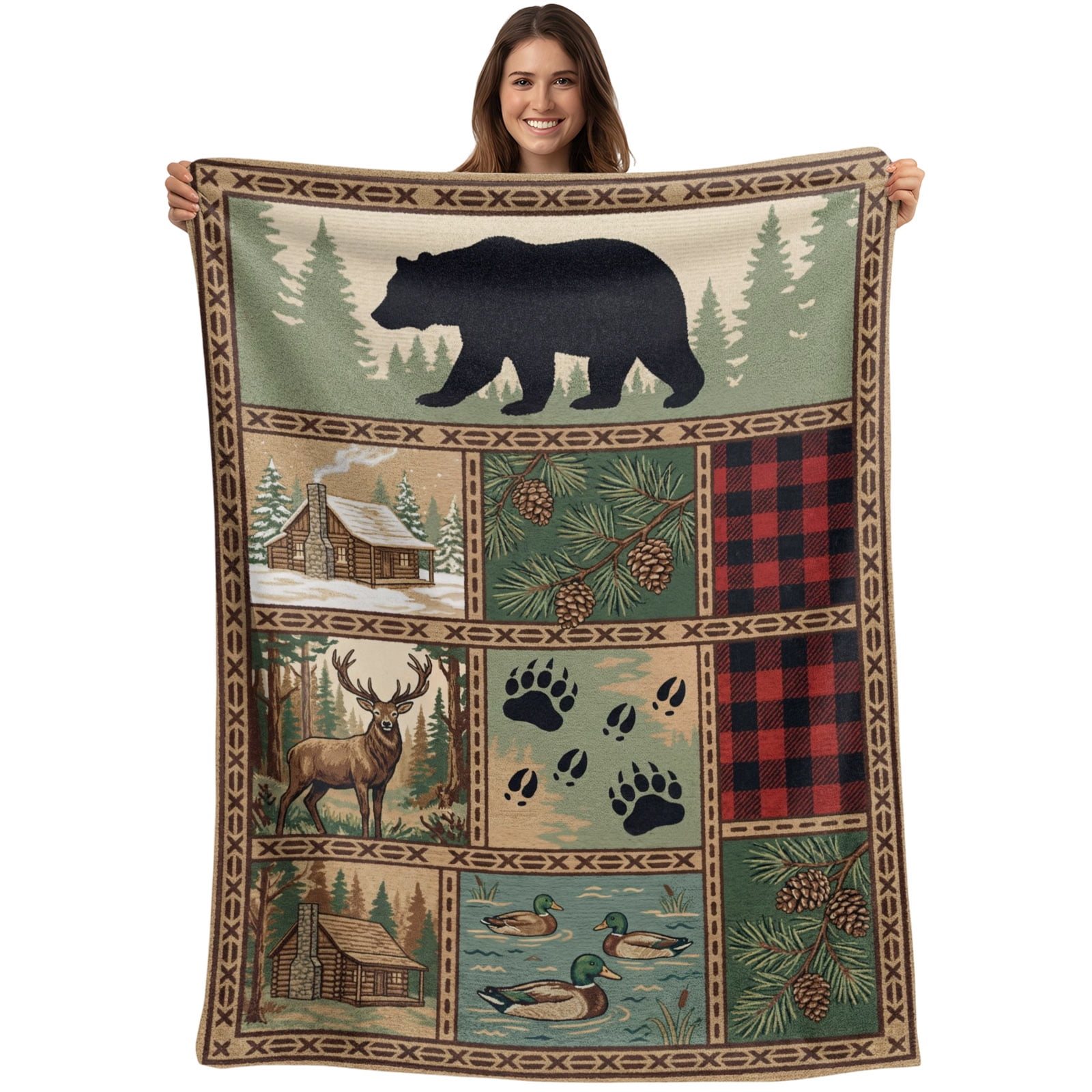 Boho Bear Deer Blanket Soft Cozy Warm Throw Blanket for Couch, Plush ...