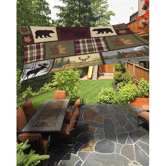 Boho Bear Deer Sun Shade Sail 12'X16' Rustic Cabin Country Forest ...