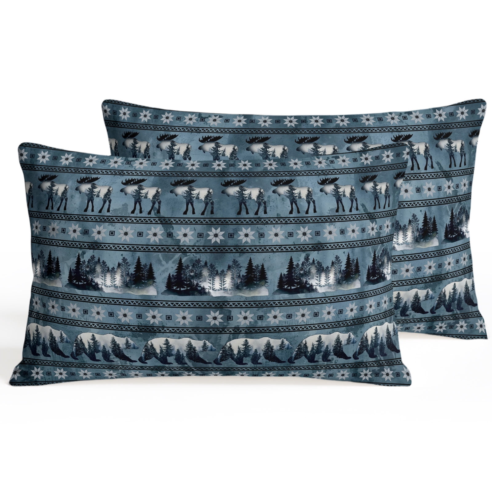 Boho Bear Elk Lumbar Pillow Covers 12 x 20 Inch Pillow Covers Set of 2 ...