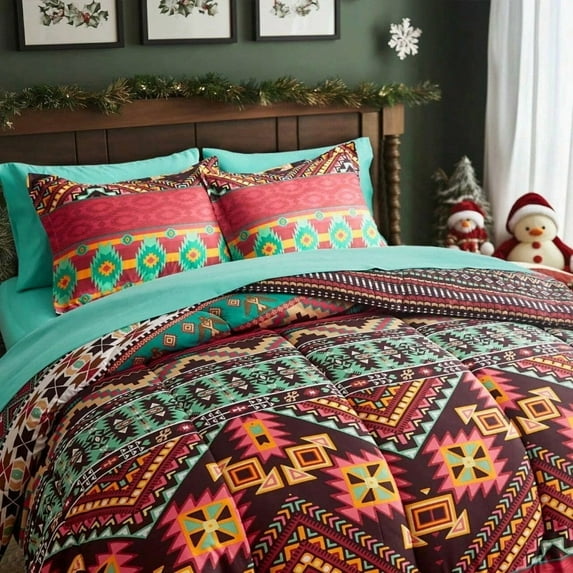 Boho Bed in a Bag 7 Pieces Queen Size Colorful Bohemian Tribal ...