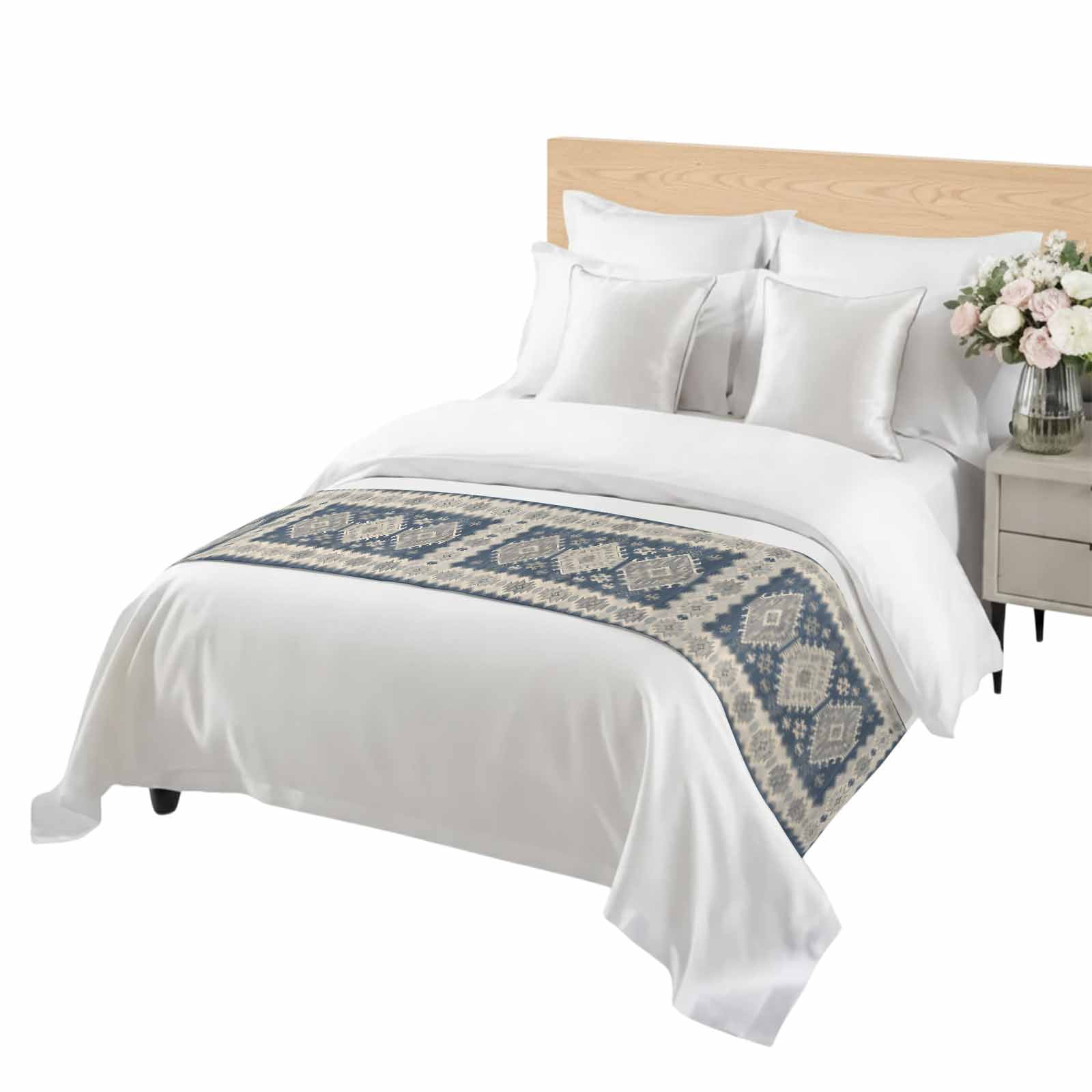 Boho Bed Runner Cal King Size Southwest Ethnic Vintage Tribal Geometric ...