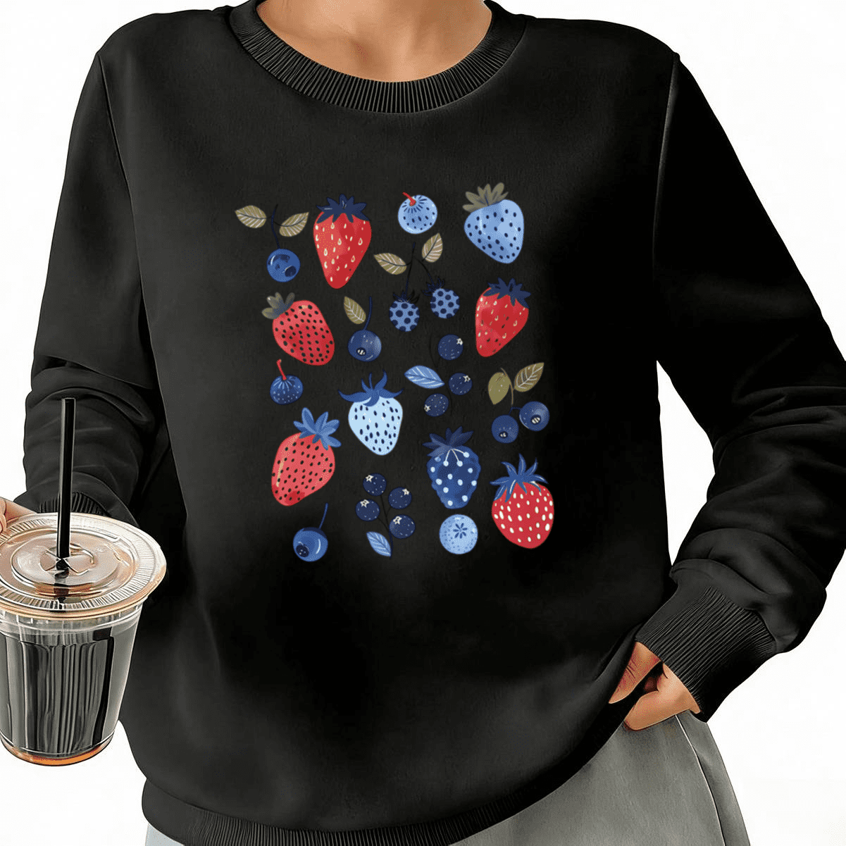 Boho Berry Mix Womans Sweatshirt Graphic Sweatshirt Black White S-3XL ...