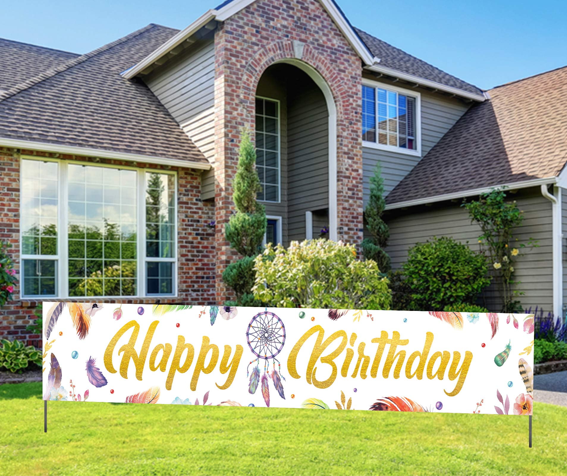 Boho Birthday Banner Bohemian Style Happy Birthday Sign Dream Catcher ...