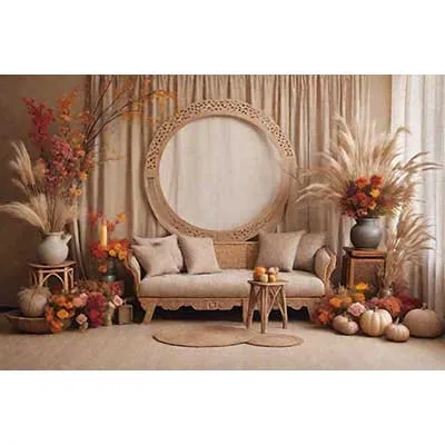Boho Birthday Party Background Photography Fall Thatch Thanksgiving ...