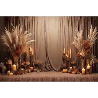 Boho Birthday Party Background Photography Fall Thatch Thanksgiving ...