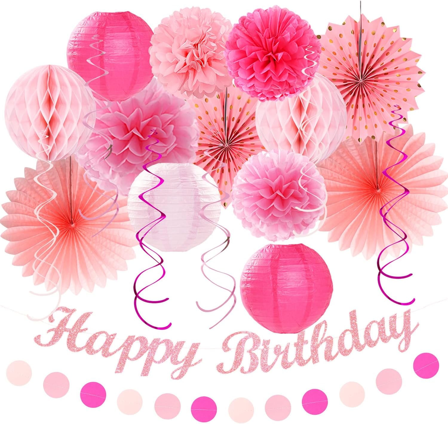 Boho Birthday Party Decorations - 21 Pieces Unisex Vintage Happy Banner ...