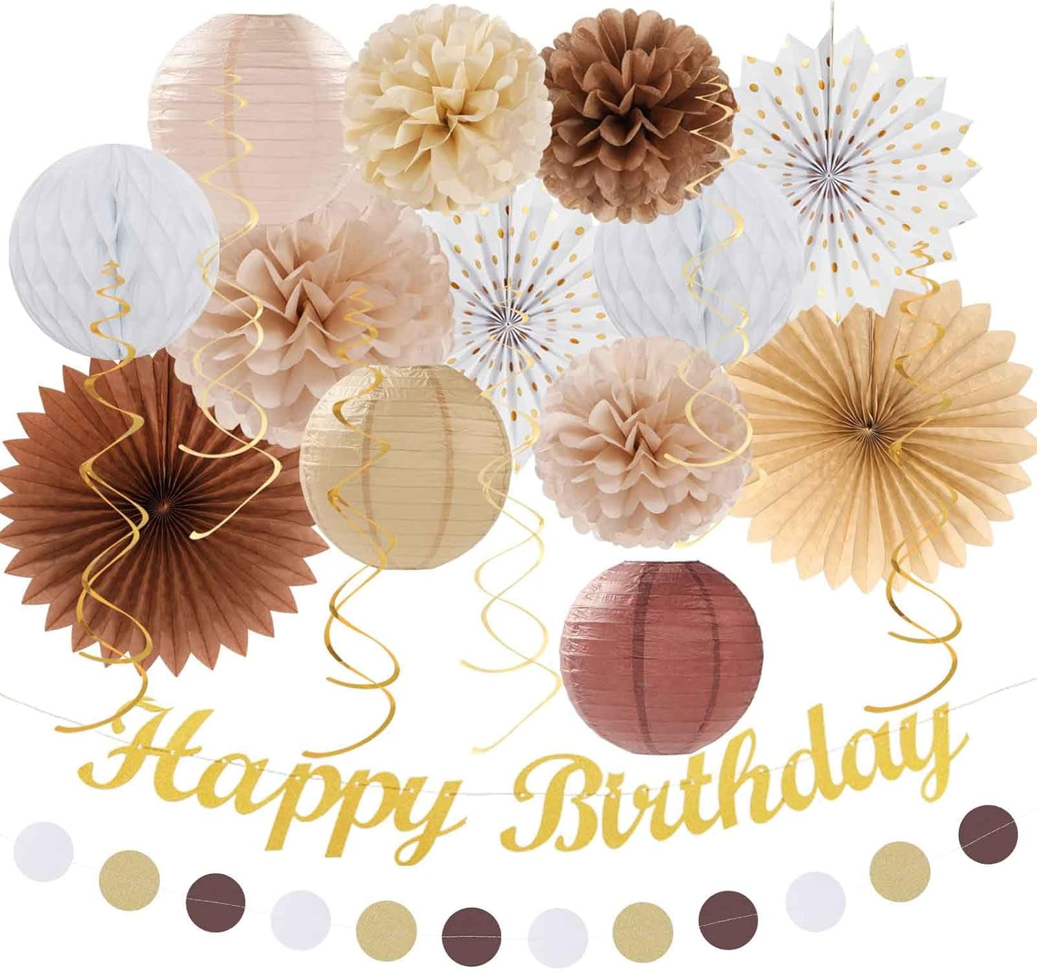 Boho Birthday Party Decorations - 21 Pieces Unisex Vintage Happy Banner ...