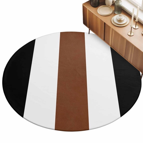 Boho Black Area Rug, Brown and White Striped Tribal Farmhouse Style Non ...