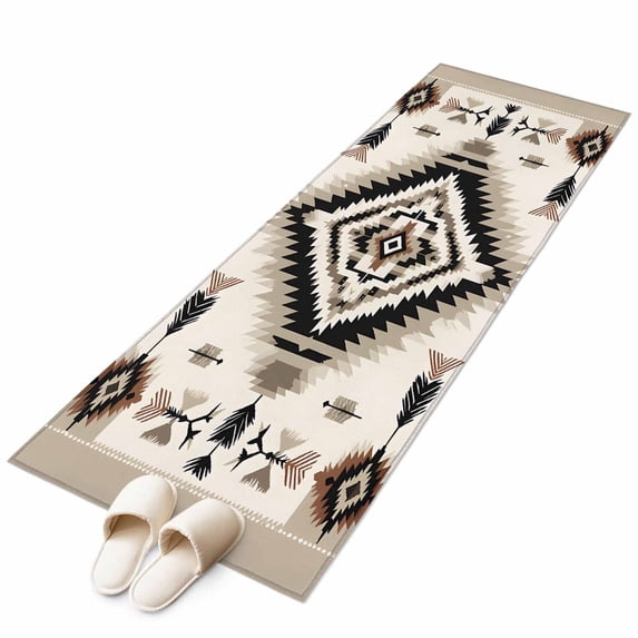 Boho Black Brown 2'x6' Runner Rug, Geometric Southwestern Ethnic ...