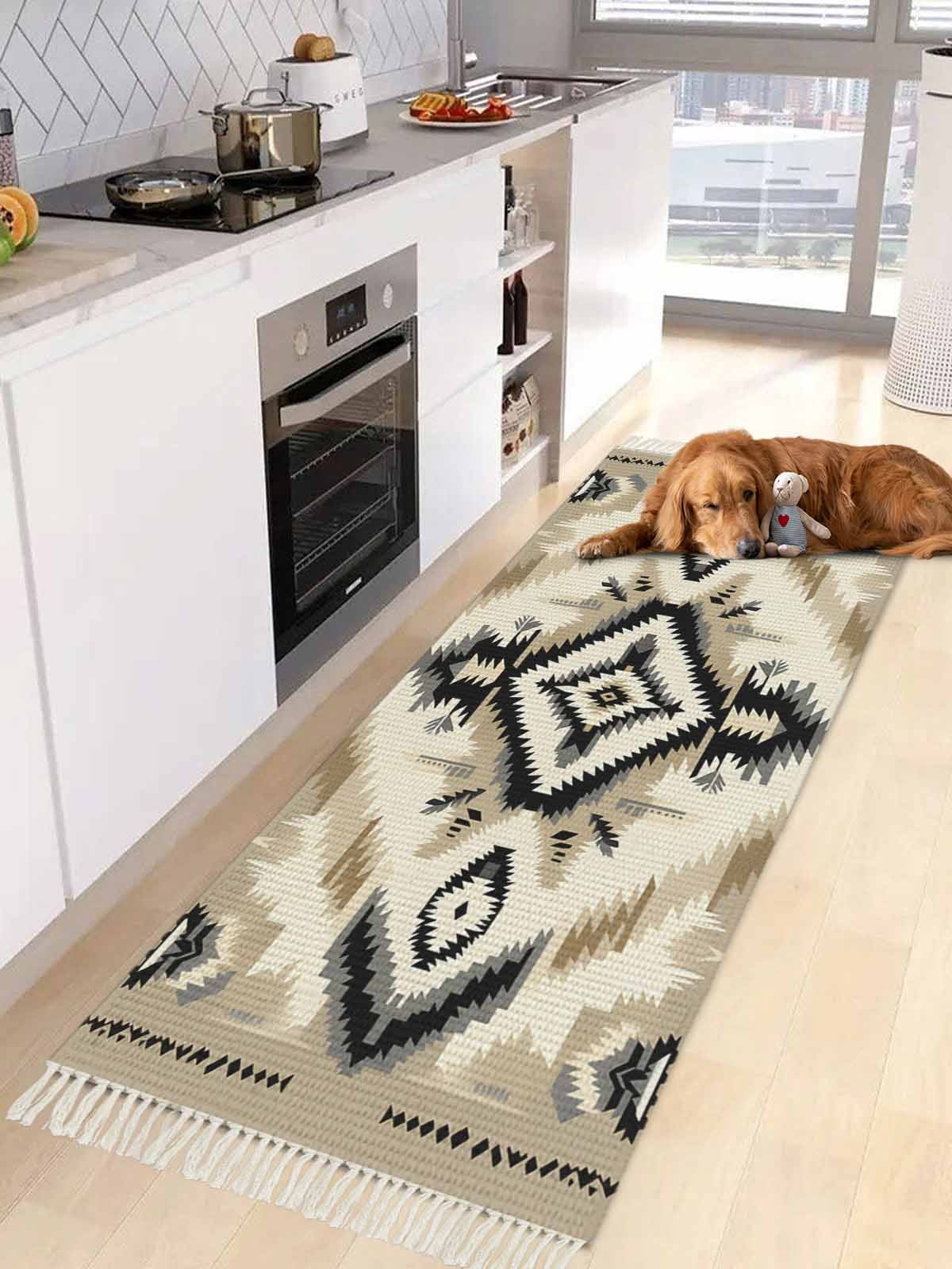 Boho Black Brown Entryway Runner Rug 2x4ft,Southwestern Geometric ...