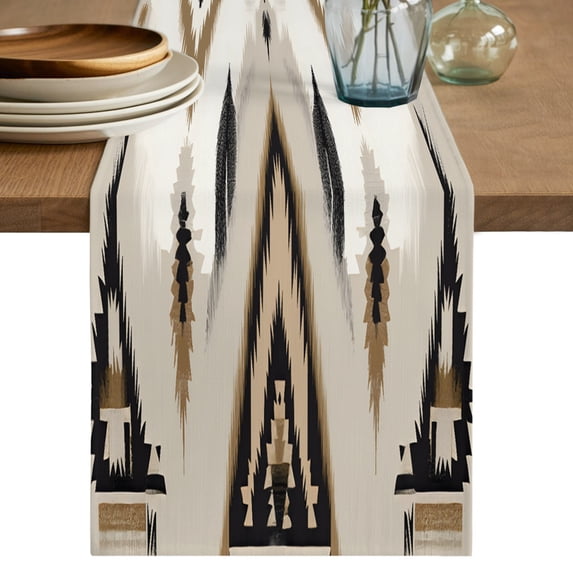 Boho Black Brown Short Table Runner 48 Inches Long,Geometric ...