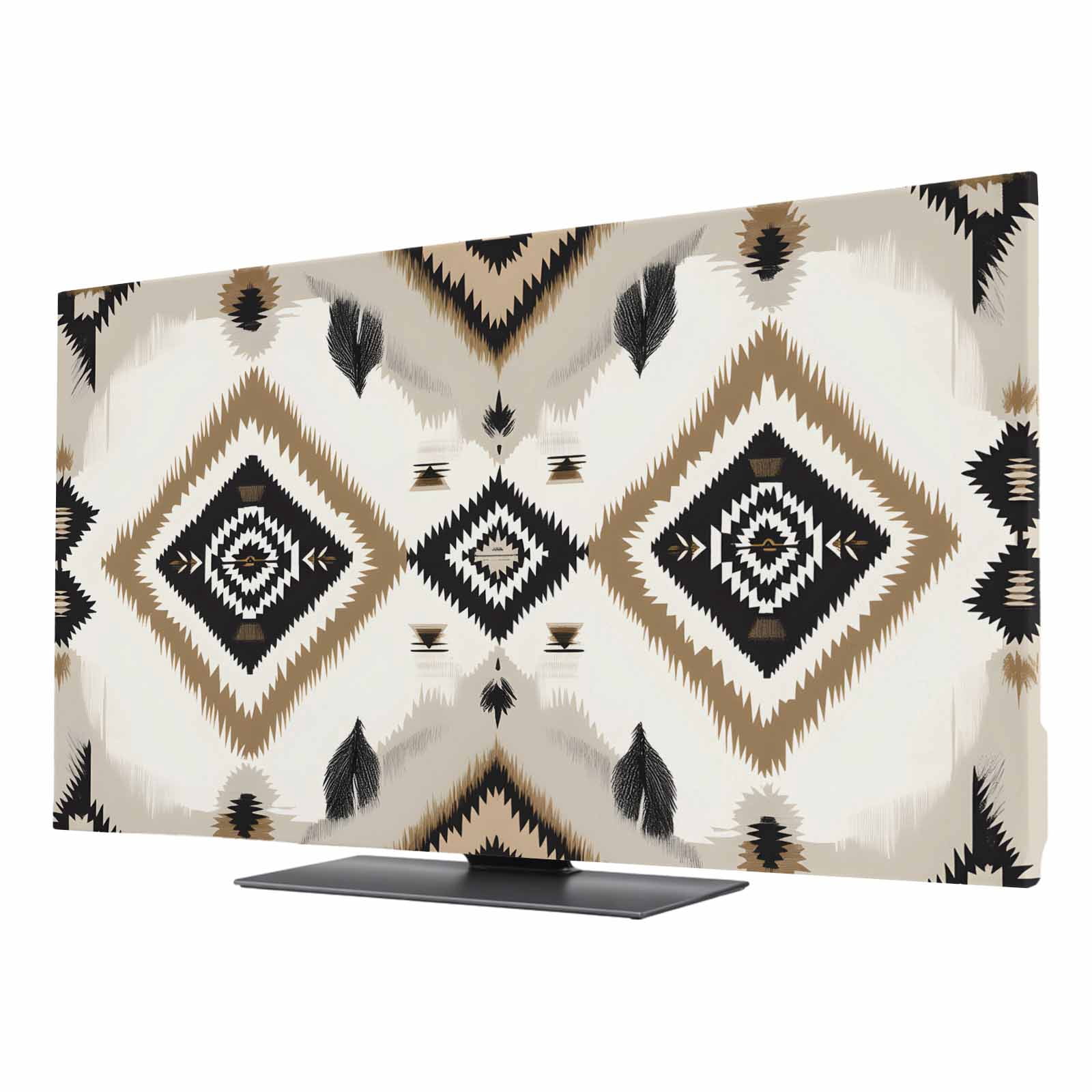 Boho Black Brown TV Cover for 32 Inch Screen,Stretch Fabric Dustproof ...