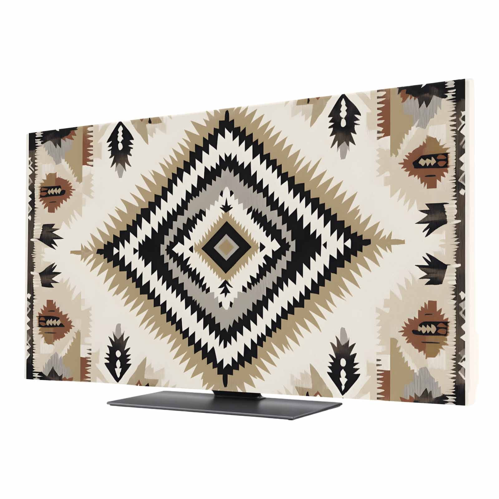 Boho Black Brown TV Cover for 43 Inch Screen,Stretch Fabric Dustproof ...