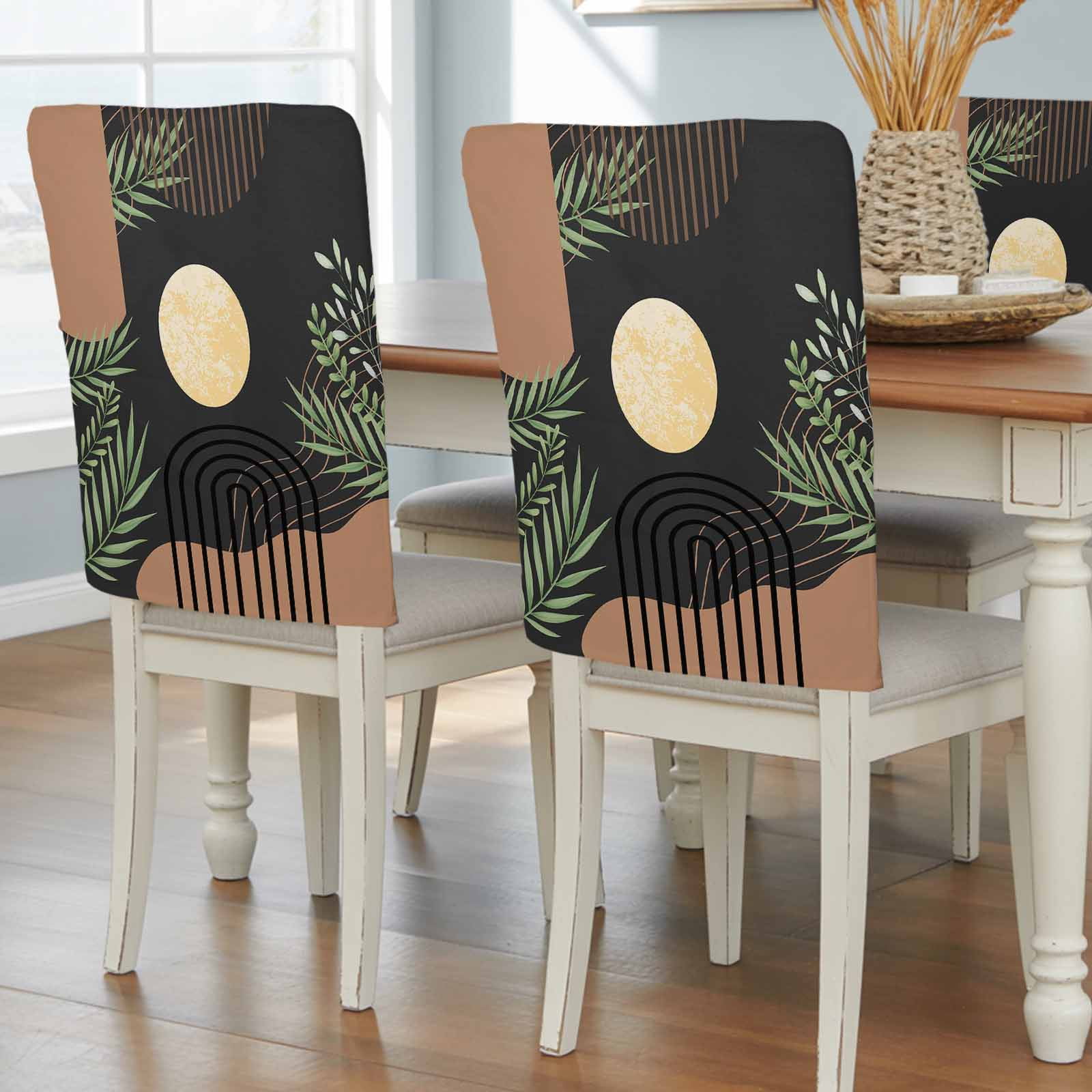 Boho Black Chair Back Covers, Removable Chair Covers for Dining Chairs ...
