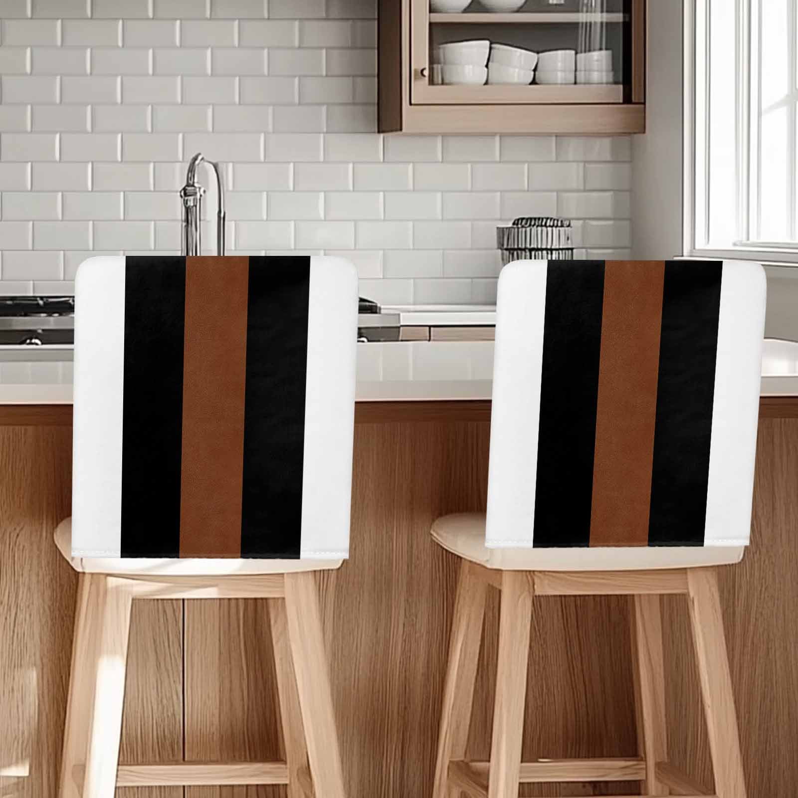 Boho Black Chair Covers Set of 4 Brown and White Striped Tribal ...