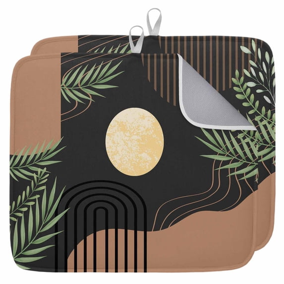 Boho Black Dish Drying Mat for Kitchen Counter,Brown Modern Stripes ...