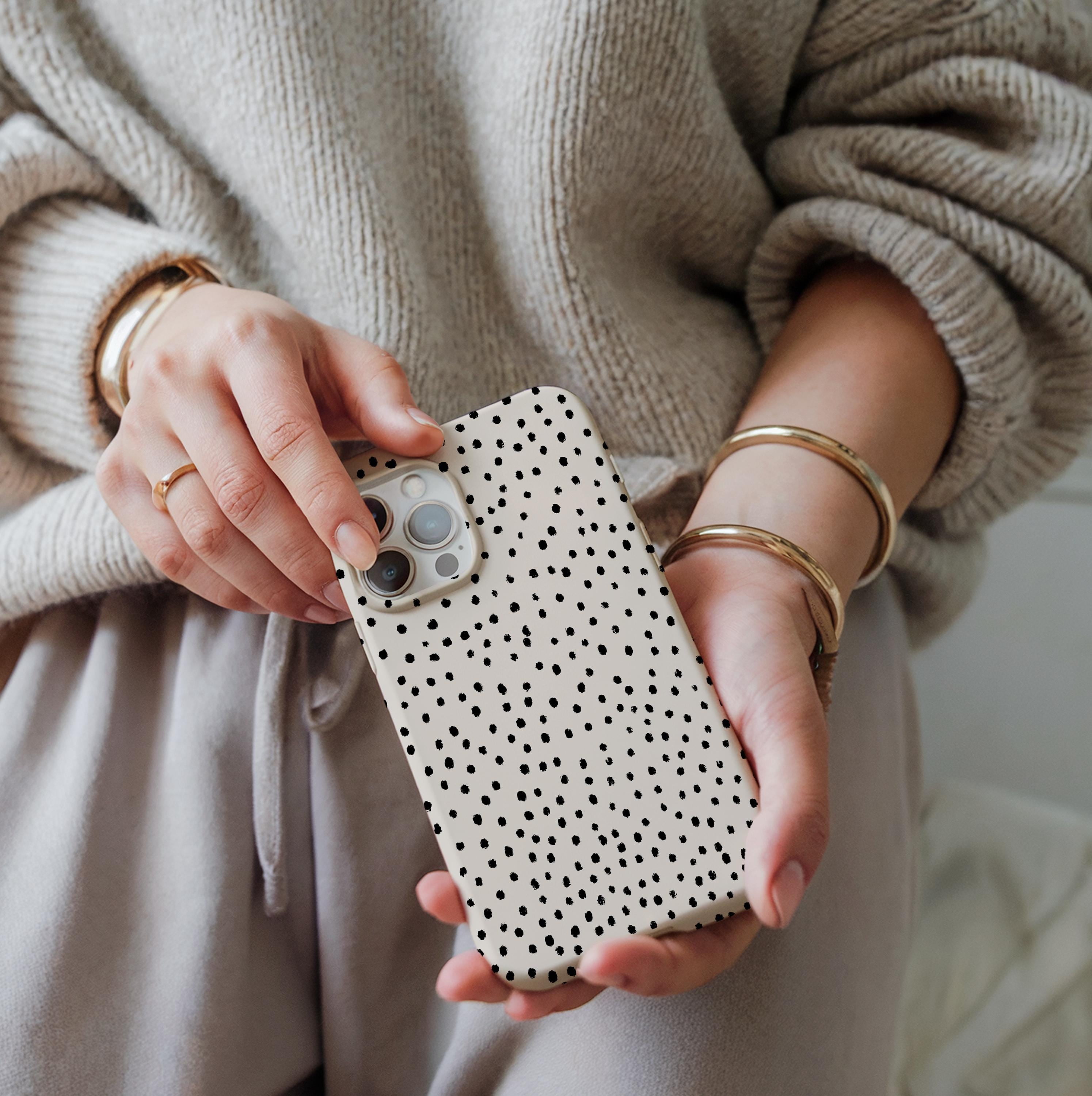 Boho Black Dots Phone Case with iPhone 17 16 15 14 13 12 11 Pro Max ...