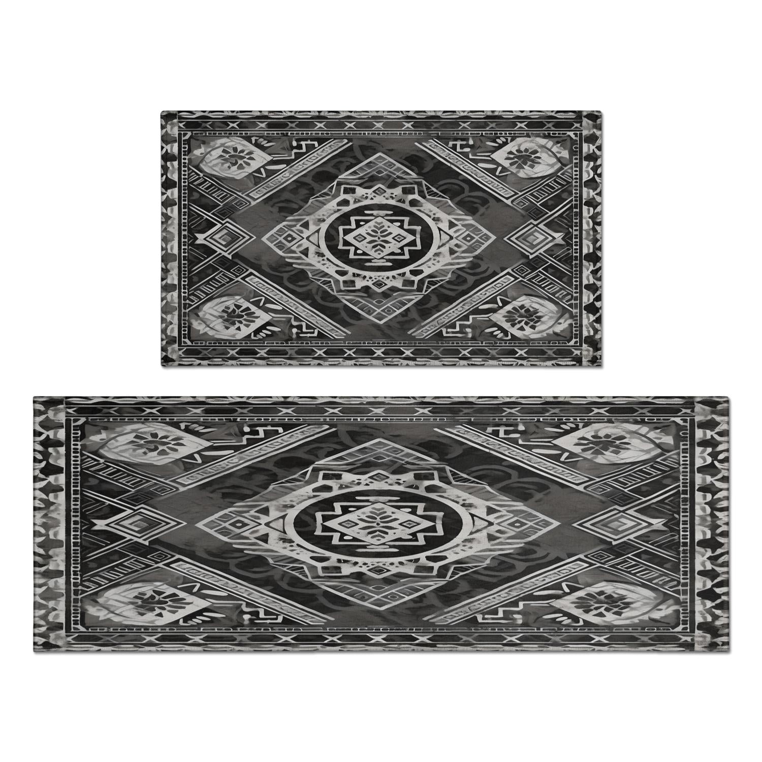 Boho Black Farmhouse Cute Tribal Aesthetic Kitchen Rugs and Mats 2PCS ...