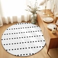 Boho Black Geometric Dots on White Round Rug 3ft Modern Simplistic ...