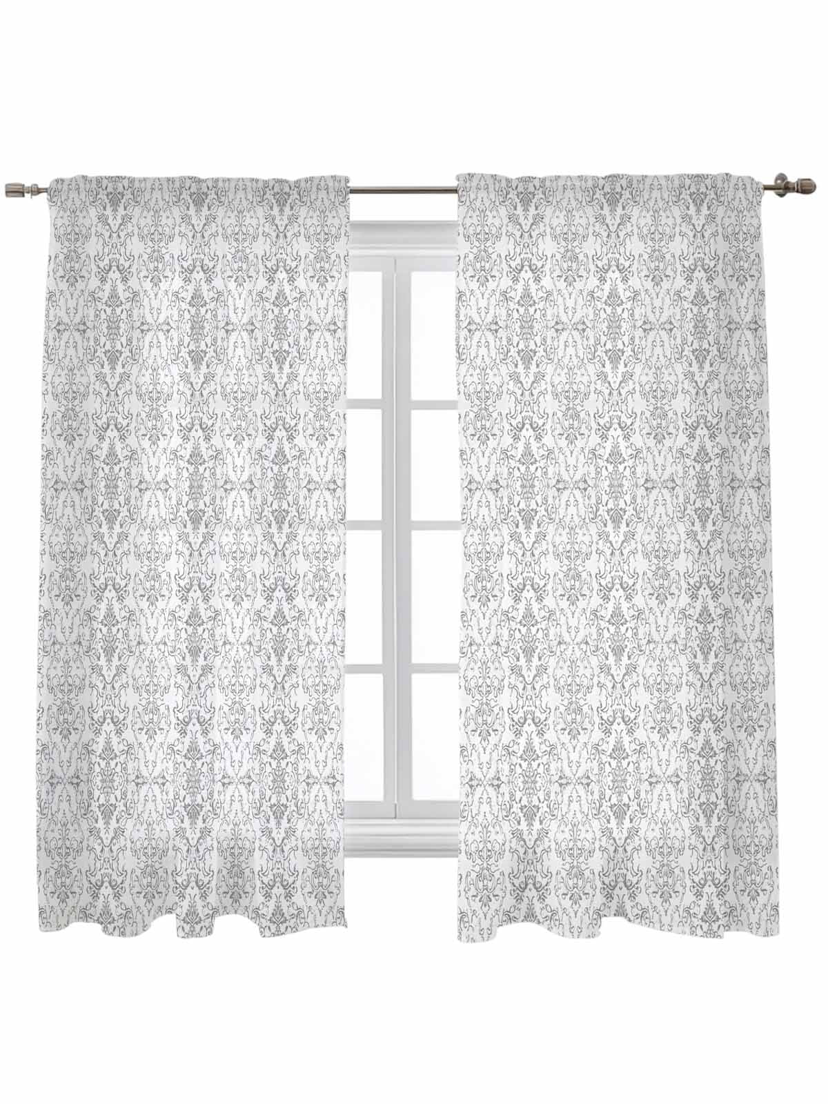 Boho Black Pattern Curtains 63 Inch Length,Sheer Curtains for Bedroom ...