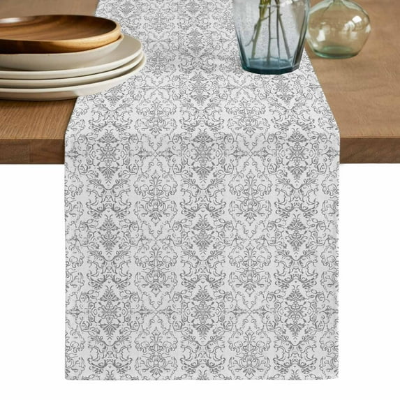 Boho Black Pattern Table Runner, Modern Geometric Southwestern Vintage ...