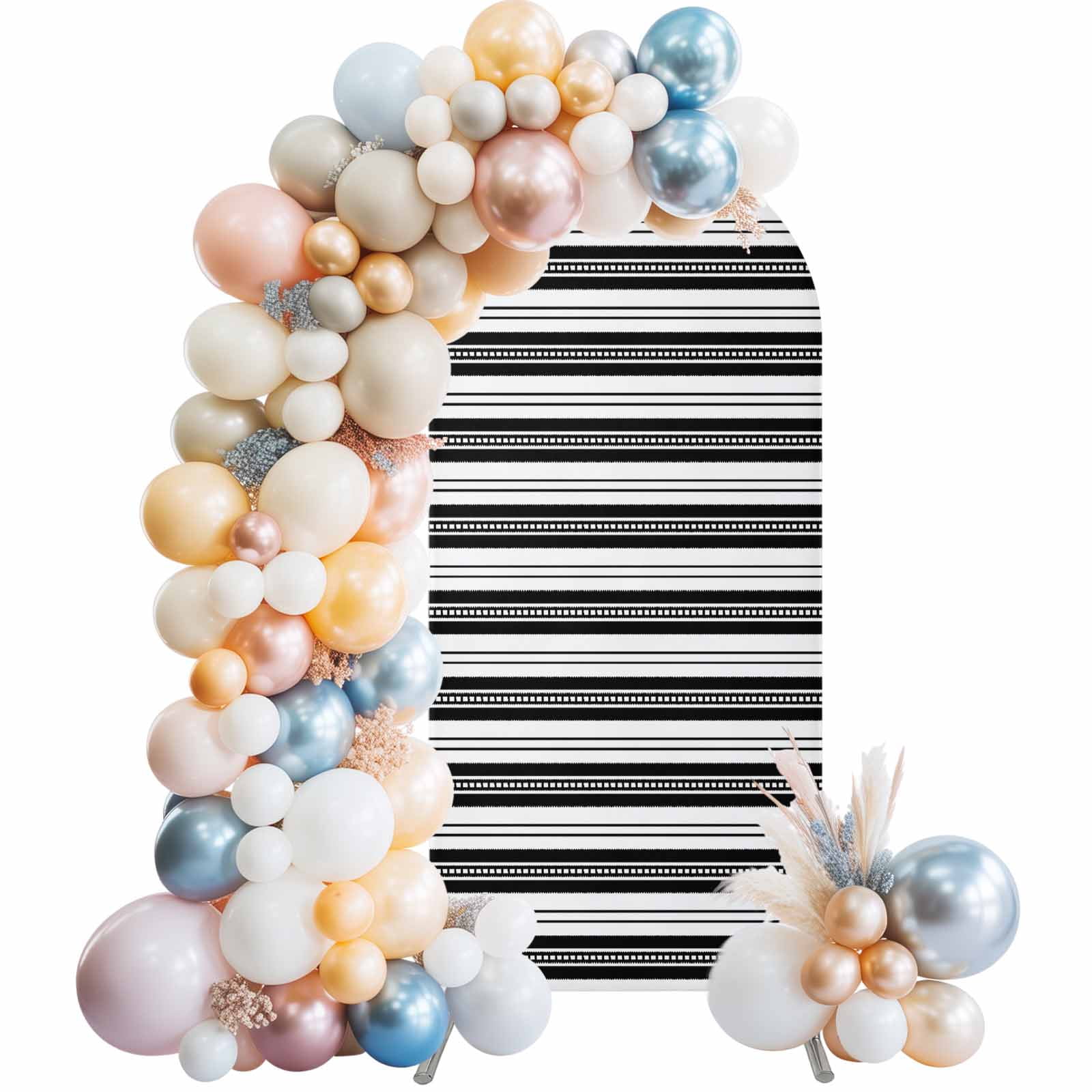 Boho Black Stripe Arch Backdrop Cover 6.6x3.3 Ft, Spandex Wedding Arch ...
