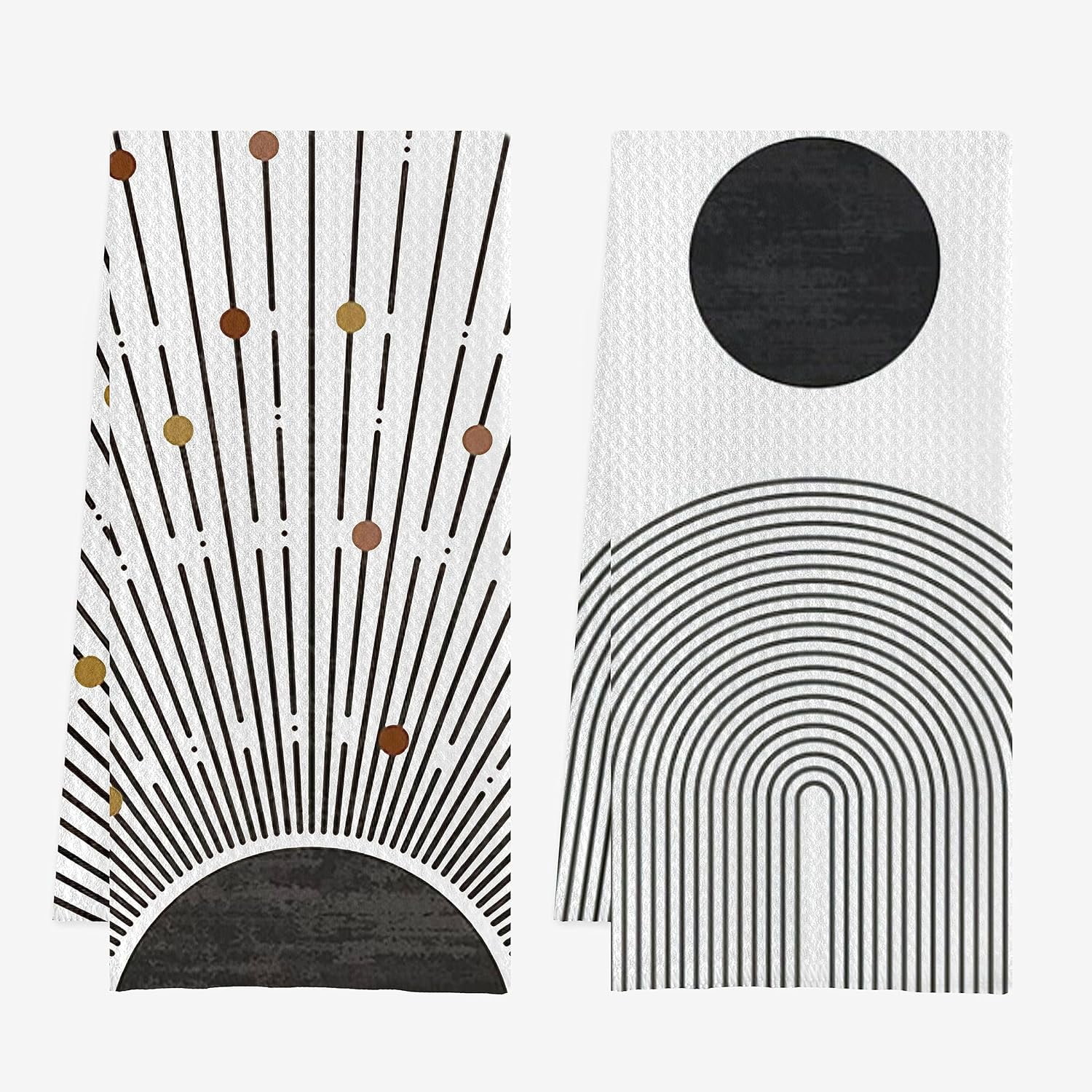 Boho Black Sun Sunset Waffle Weave Kitchen Dish Towels for 16×24 Inches ...