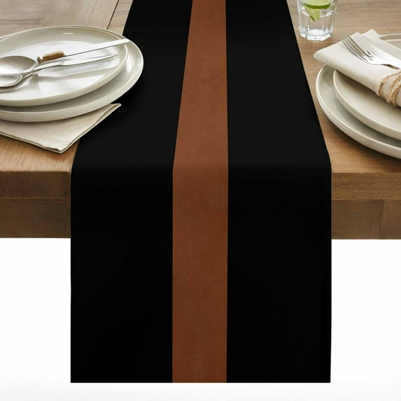 Boho Black Table Runner 13x60 inch and Brown Striped Tribal Farmhouse ...