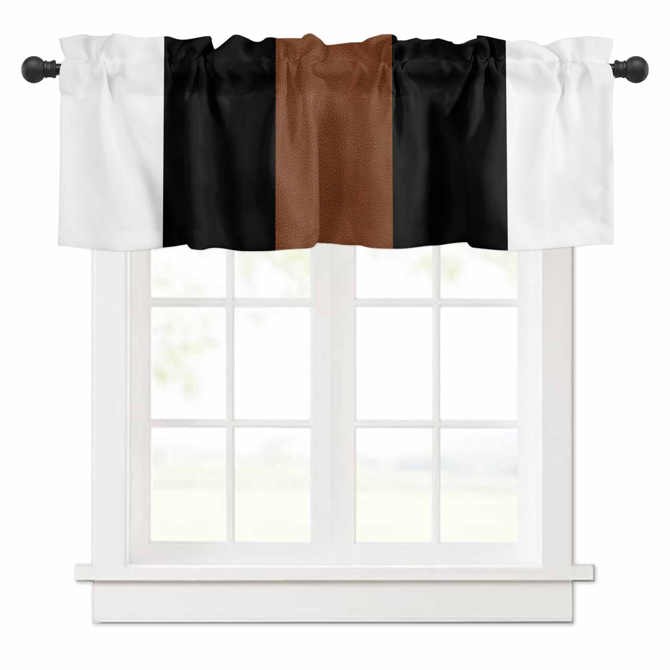 Boho Black Valances for Windows Brown and White Striped Tribal ...