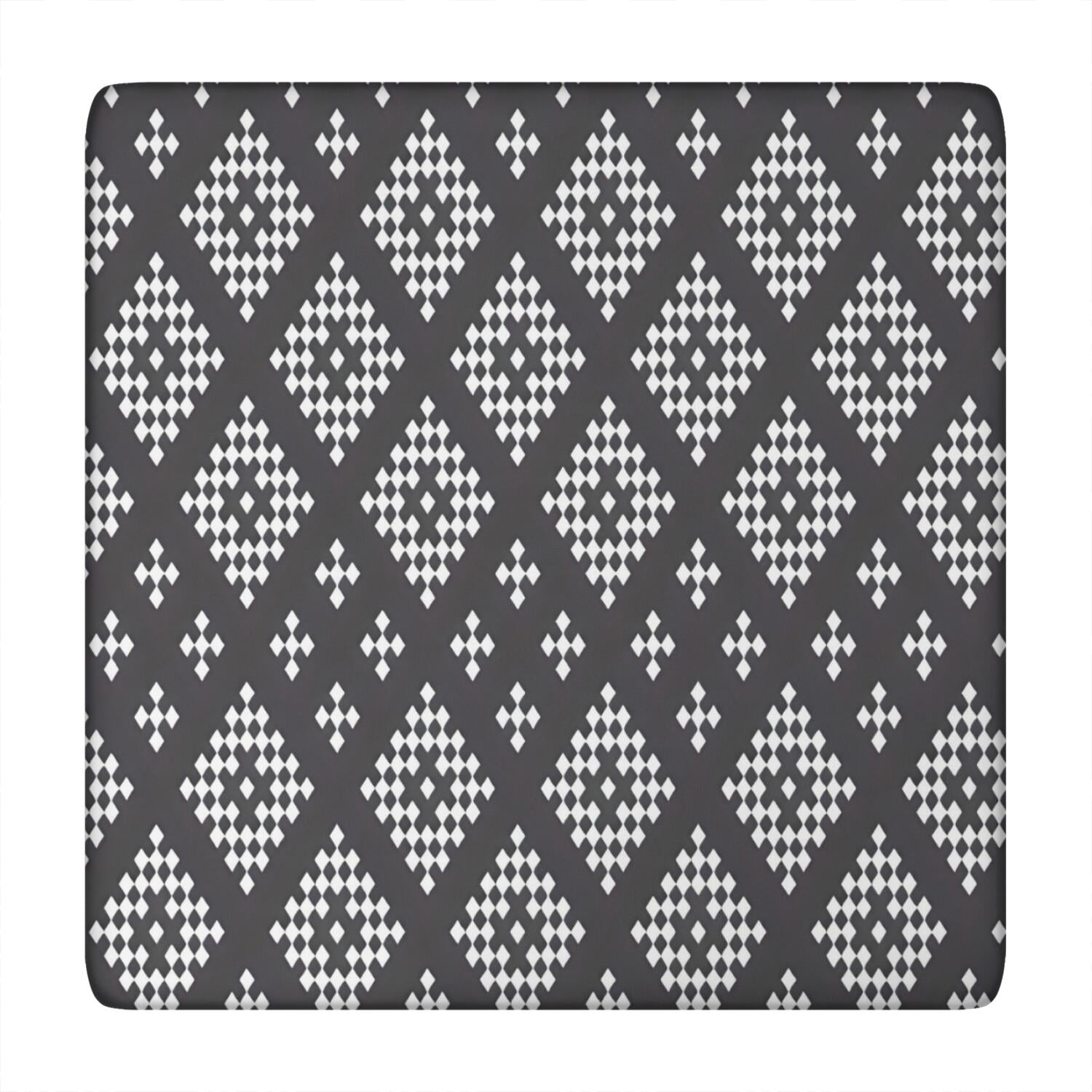 Boho Black and White Diamond Ethnic Pattern Square Fitted Tablecloth ...