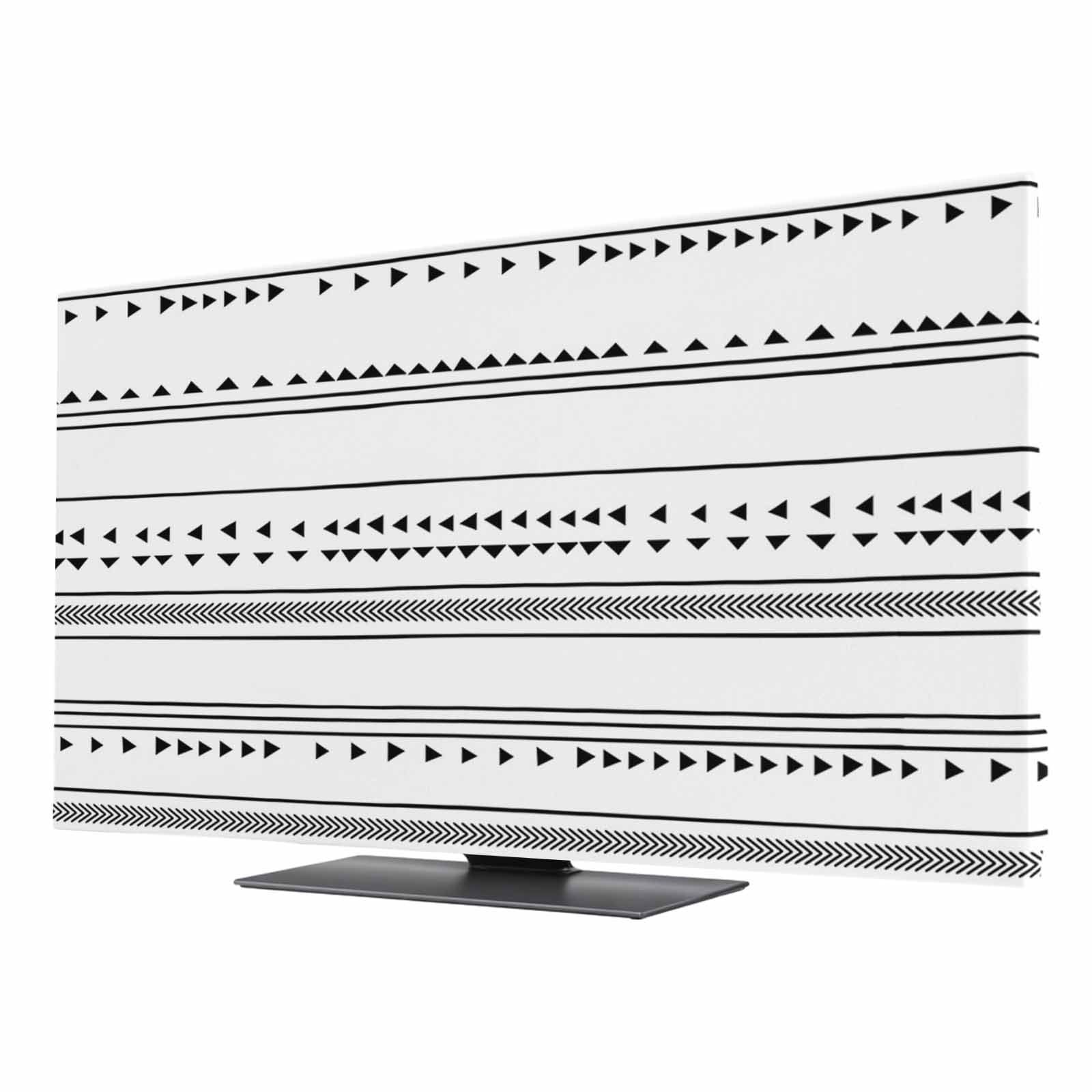 Boho Black White Modern Stripes TV Cover for 75 Inch Screen,Stretch ...