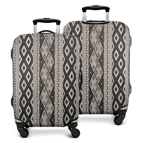 Boho Black and White Diamond Striped Ethnic Pattern Luggage Cover ...