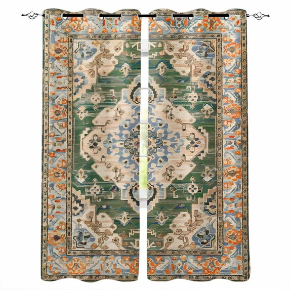 Boho Blackout Curtains 39 Inches Long, Green Brown Ethnic Tribe ...