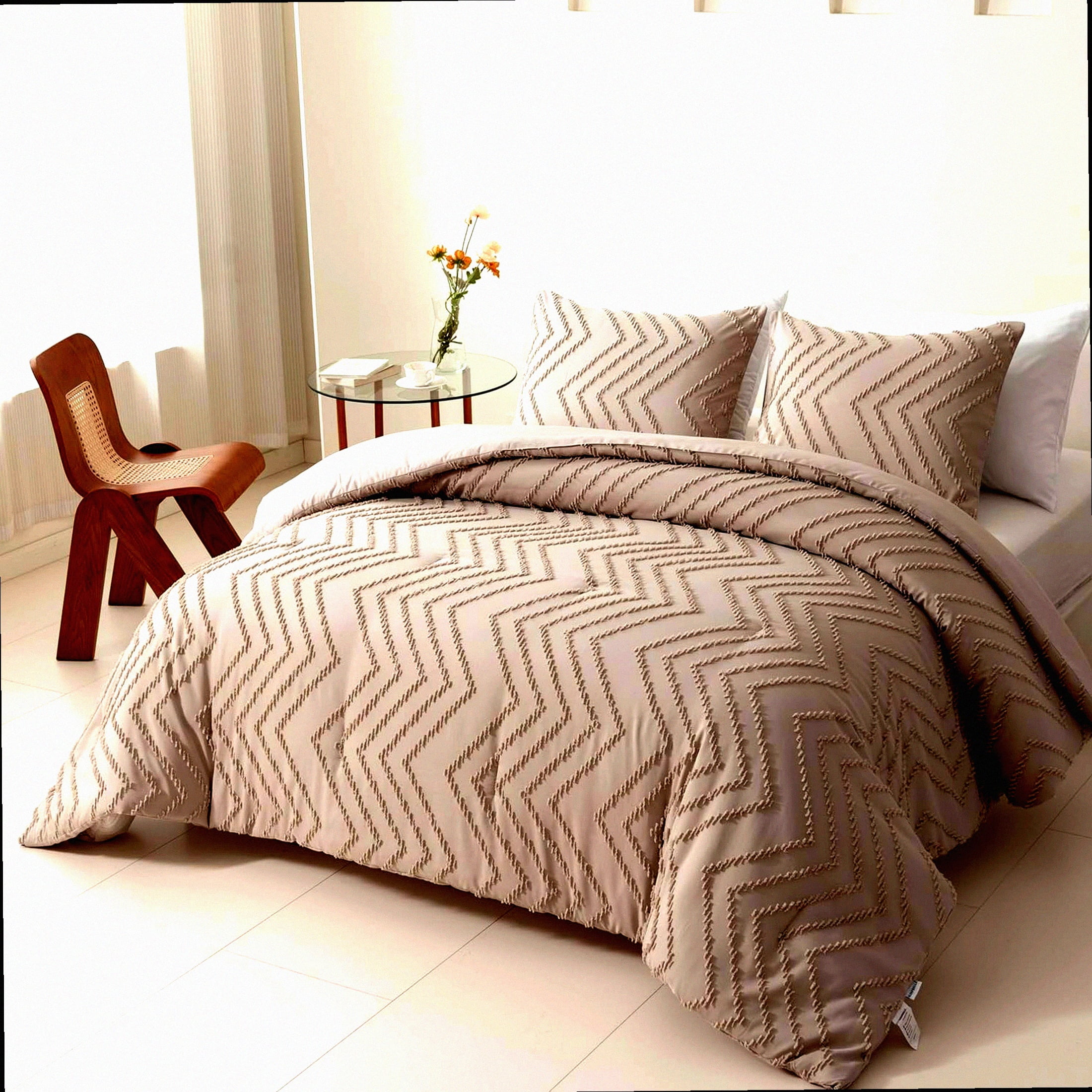 Boho Bliss Comforter Set - Khaki Tufted Lightweight Fluffy Bedding for ...