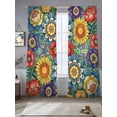 Boho Blossom Flower Seamless Chiffon Sheer Curtains 84 Inches Long ...
