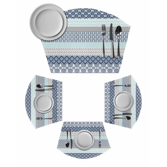 Boho Blue Aqua Round Table Placemats Set of 6 Wedge Placemats ...