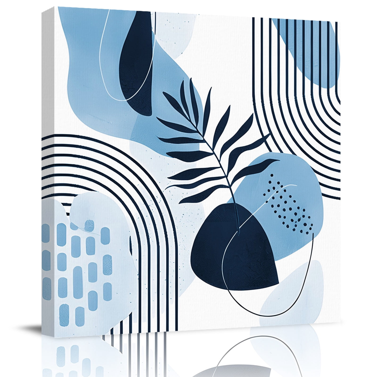 Boho Blue Arch Abstract Geometric Canvas Artwork Painting Art, Tropical ...