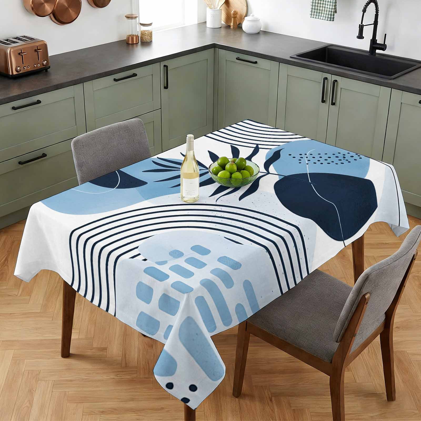 Boho Blue Arch Abstract Geometric Table Cloth 52x70in, Waterproof ...